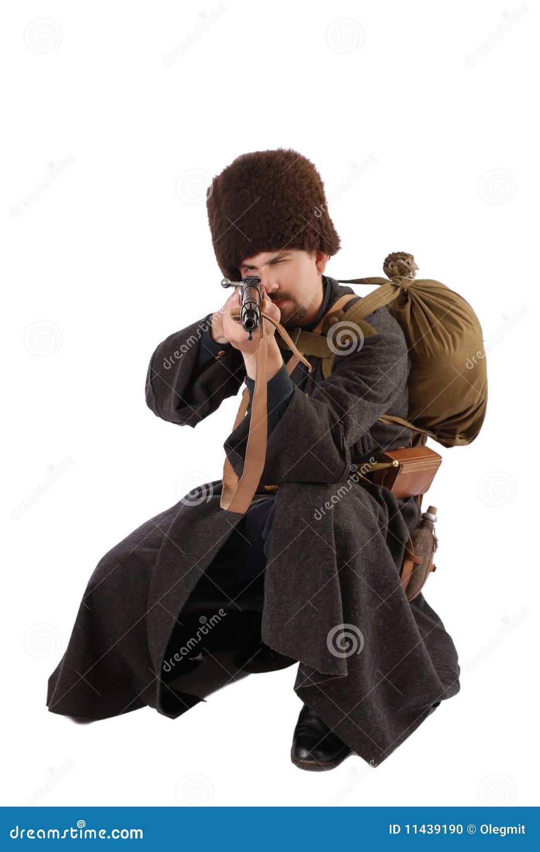 Russian Cossack Points a Rifle at Camera. Stock Photo - Image of ...