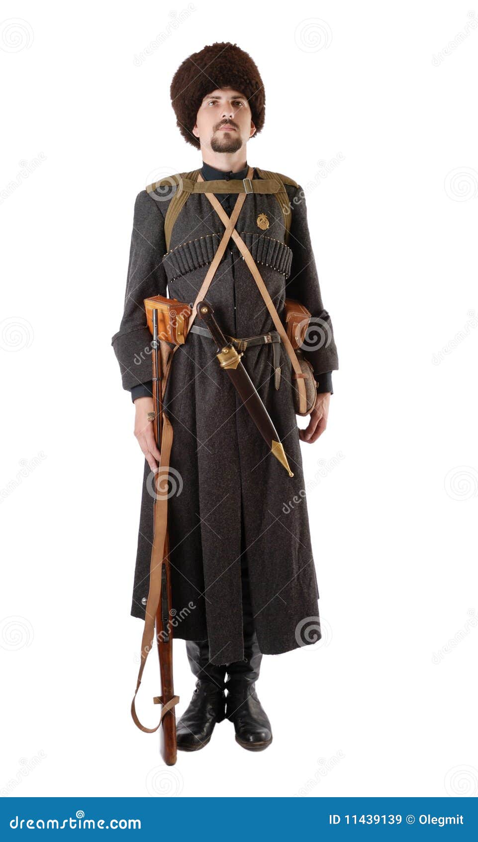 Cossack With Rifle In Squatting Position. Stock Image | CartoonDealer ...