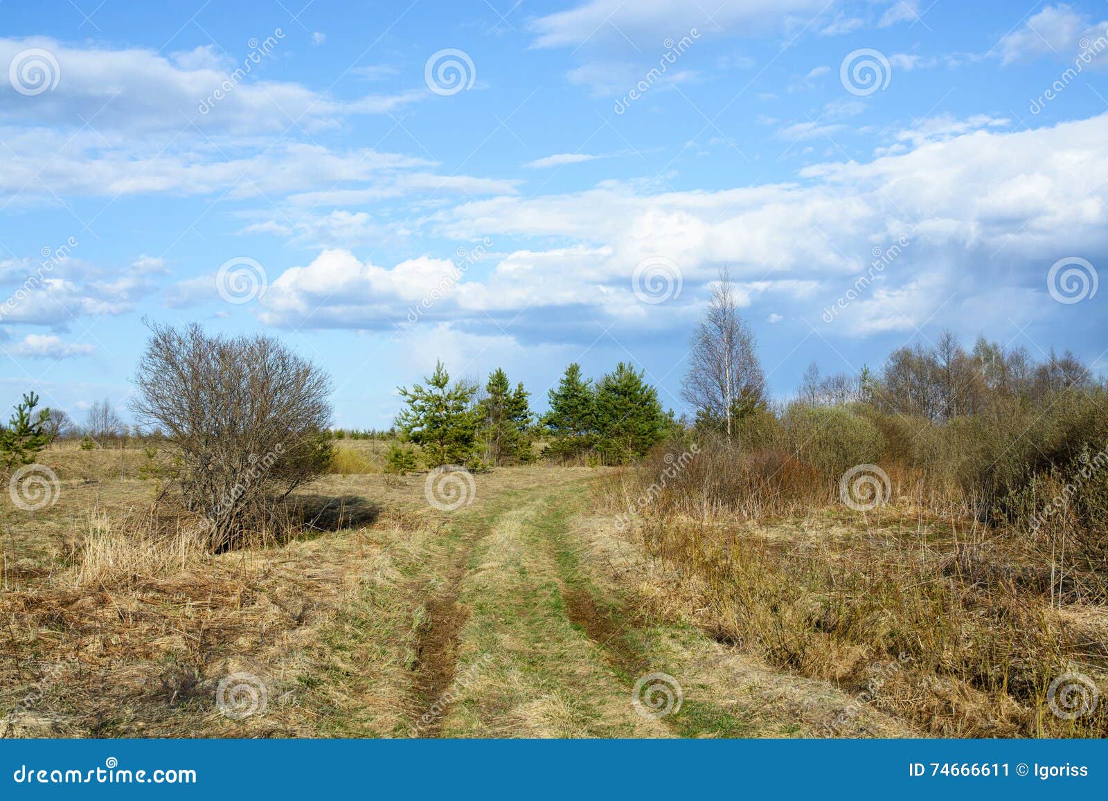 Russian Countryside Road with Cloudy Sky at Springtime. Stock Image ...