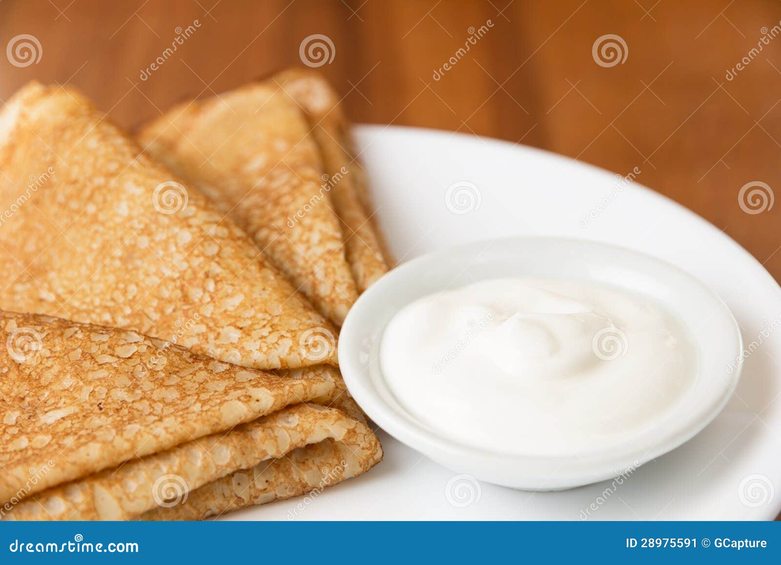 Russian Crepes with Sour Cream Stock Image - Image of food, copyspace ...