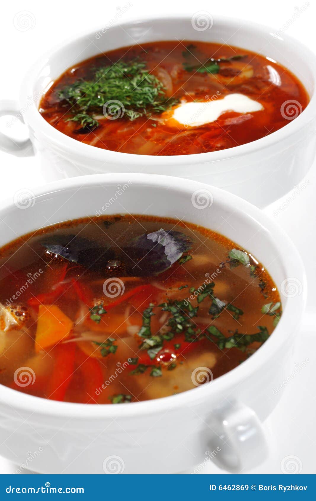 Russian Cuisine - Solyanka and Fish Soup Stock Image - Image of basil ...