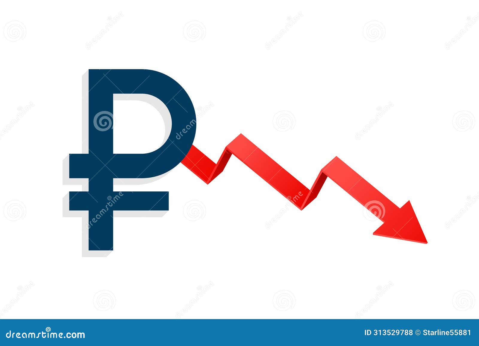 Russian Currency Collapse Downfall Ruble Pricess Stock Vector ...