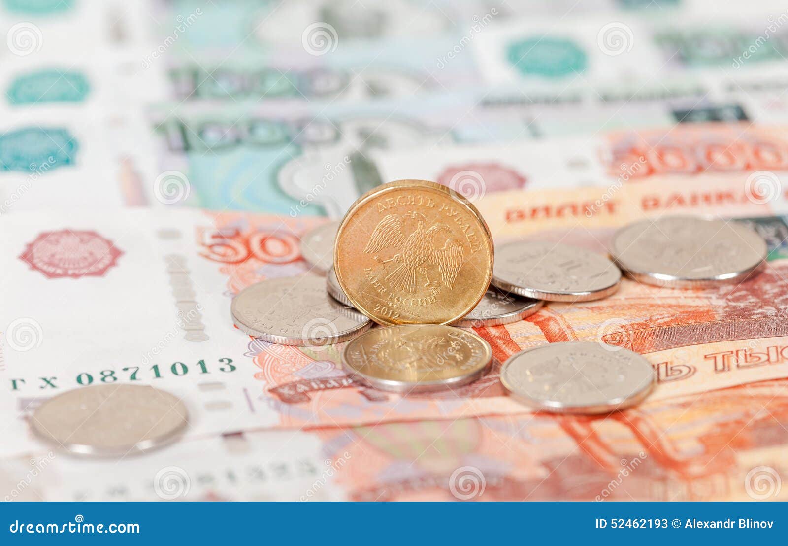 Russian Currency, Rouble: Banknotes and Coins Stock Image - Image of ...