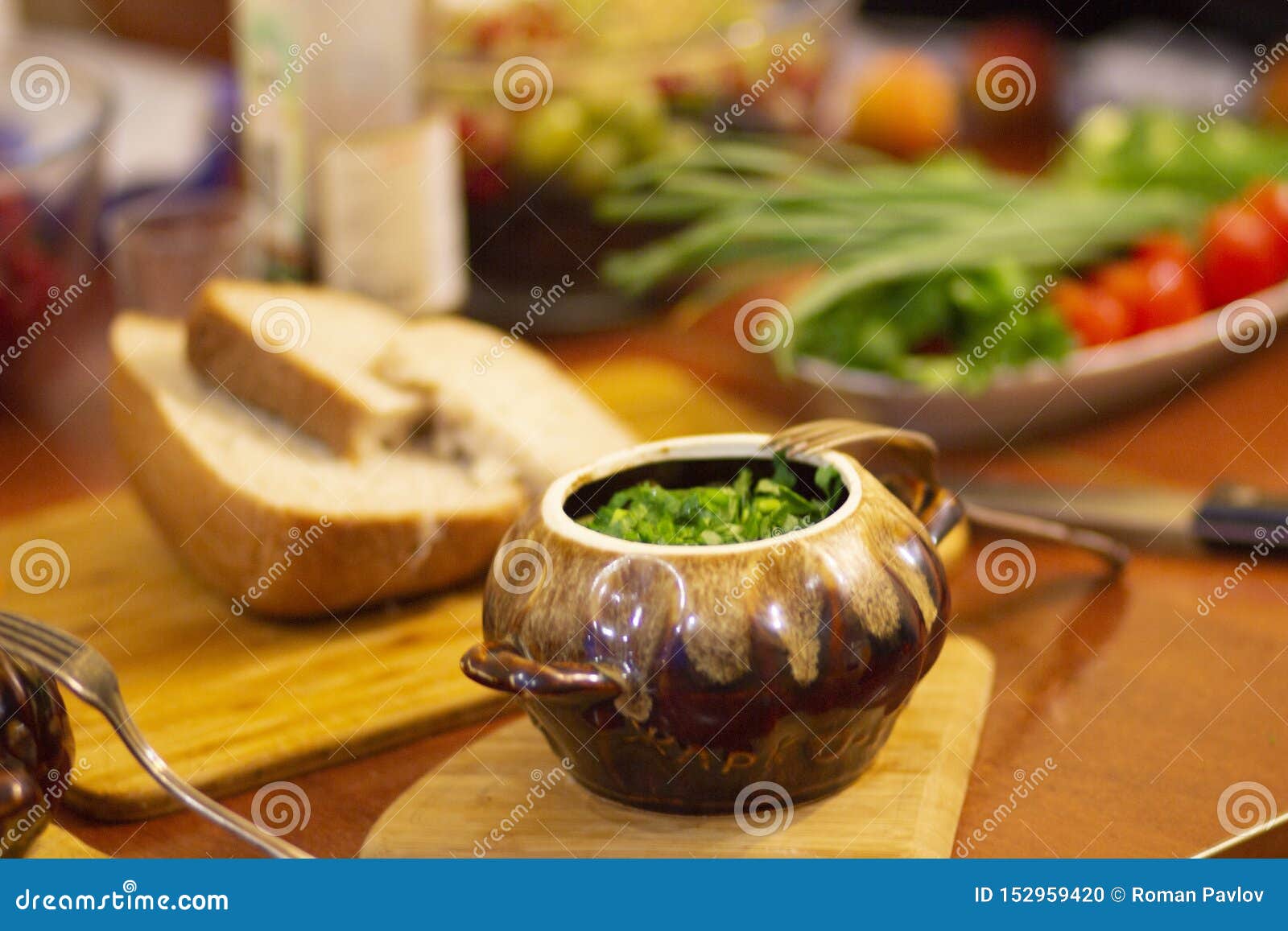 Russian Dinner on the Table Stock Photo - Image of sliced, bread: 152959420