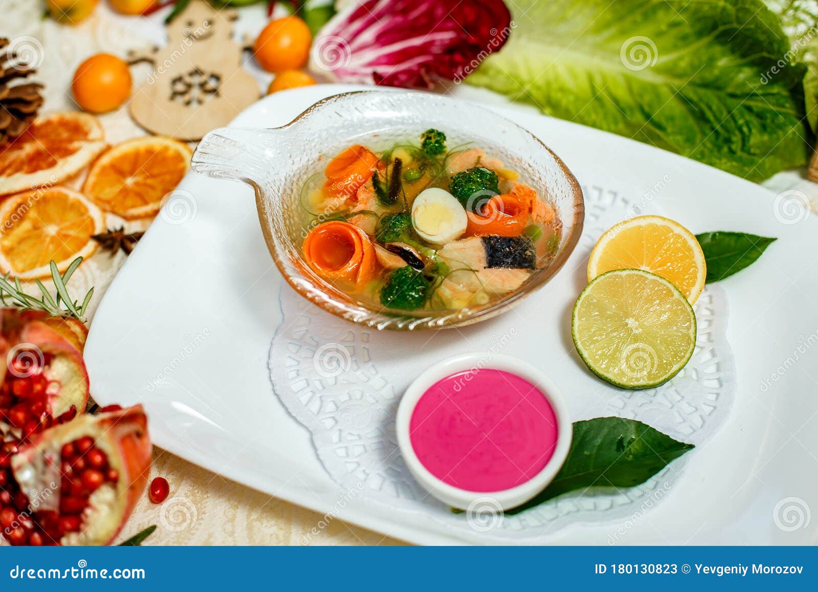 Russian Dish Aspic with Sauce Served on the Table Stock Image - Image ...