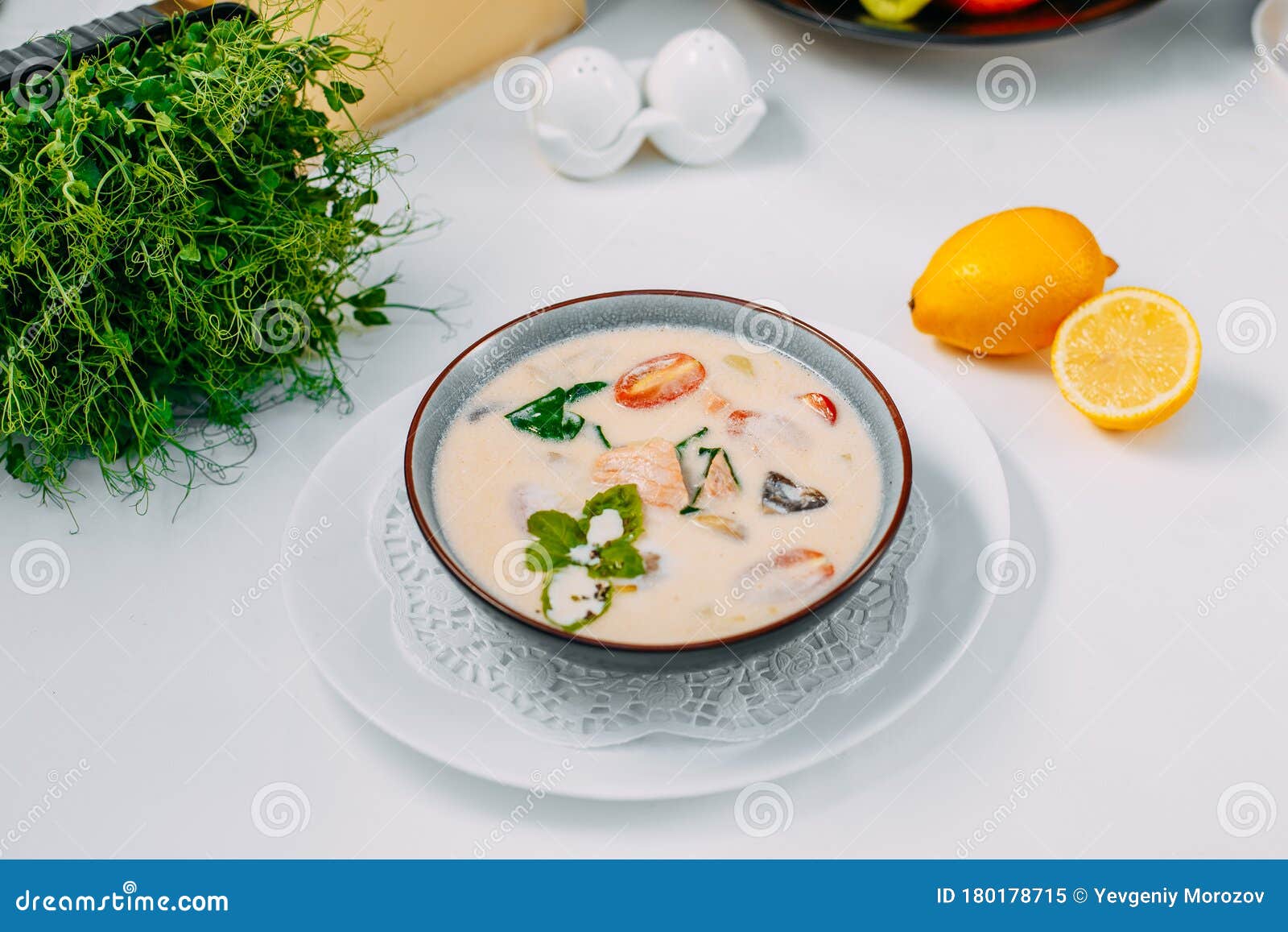 Russian Dish Fish Soup, on a White Background Stock Image - Image of ...