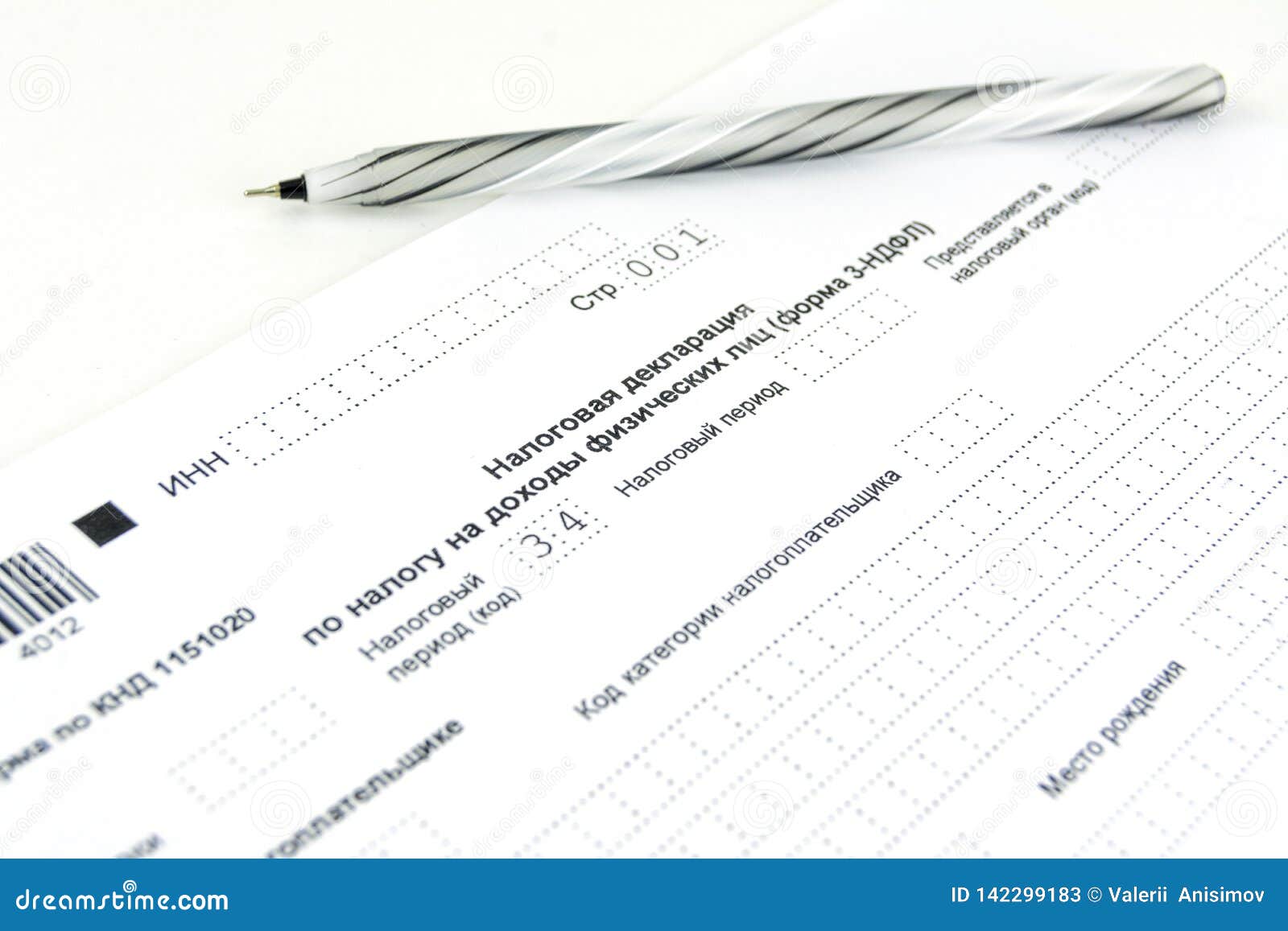 Russian Documents. 3-NDFL Tax Return Form and Pen Stock Image - Image ...