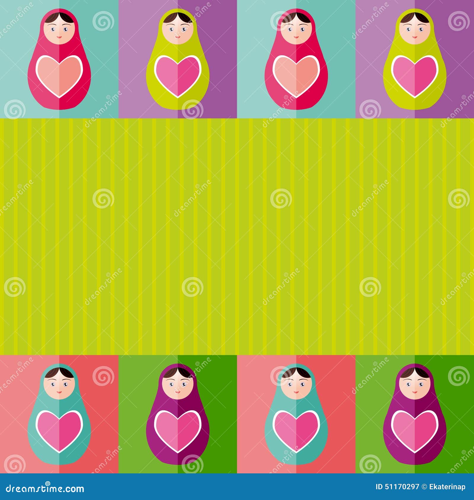 Russian Dolls Matryoshka with Heart.Card Design Stock Vector ...