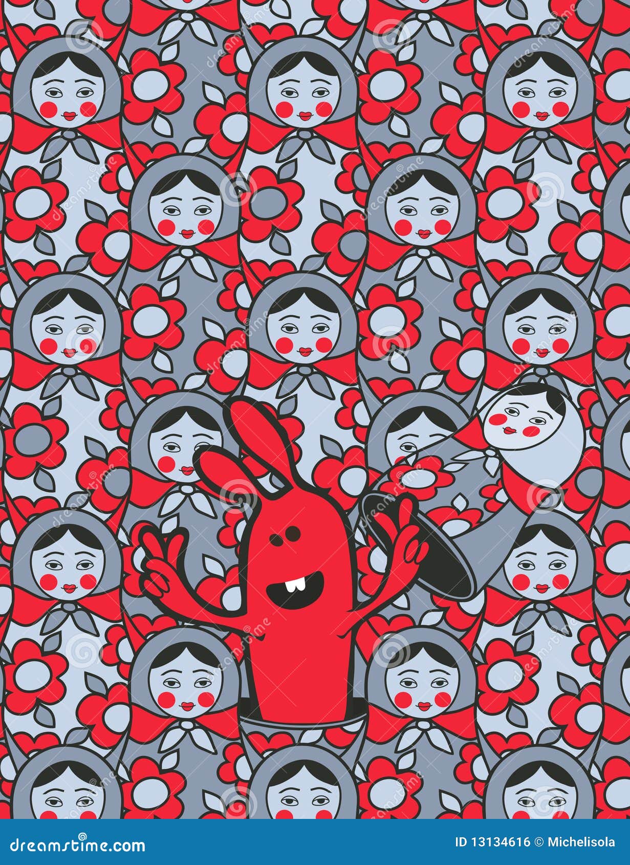 Russian Dolls with Rabbit Cartoon Figure Stock Vector - Illustration of ...