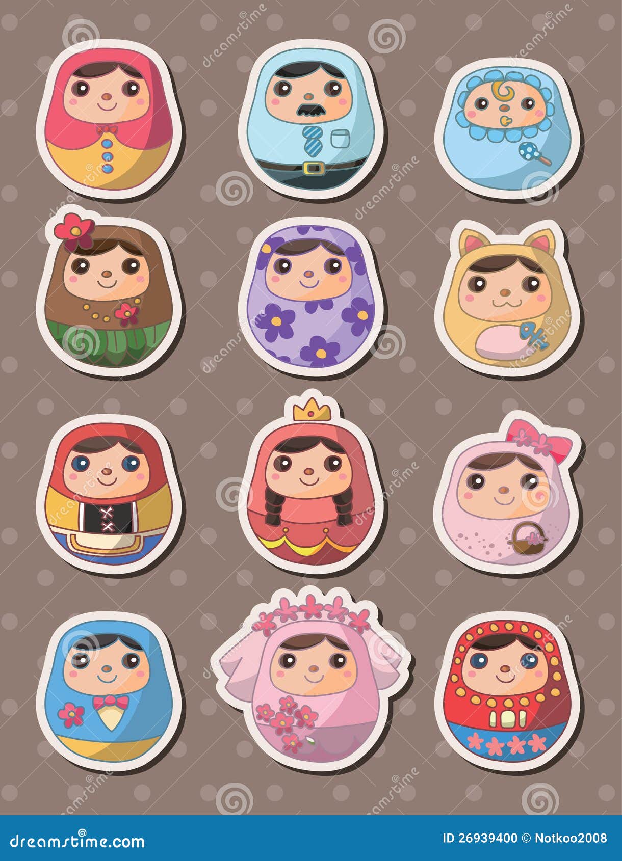 Russian dolls stickers stock vector. Illustration of naive - 26939400