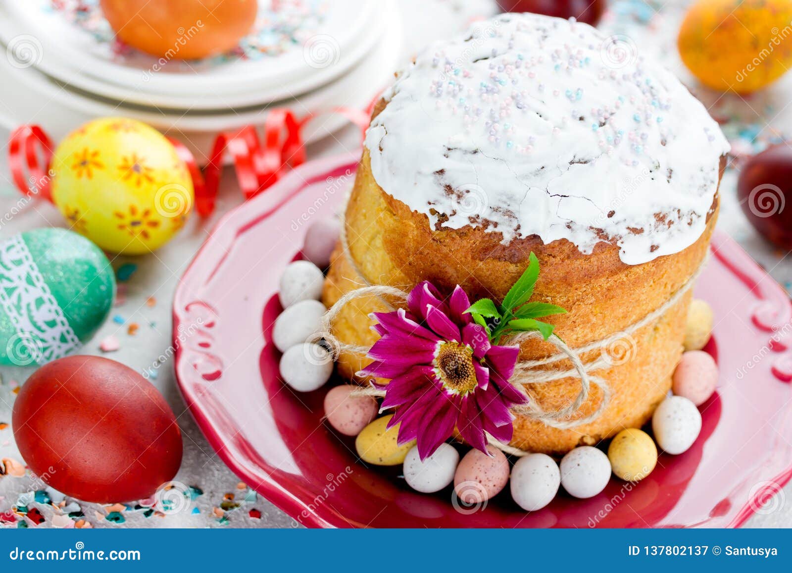 Russian Easter Bread Kulich Paska Stock Image - Image of beautiful ...