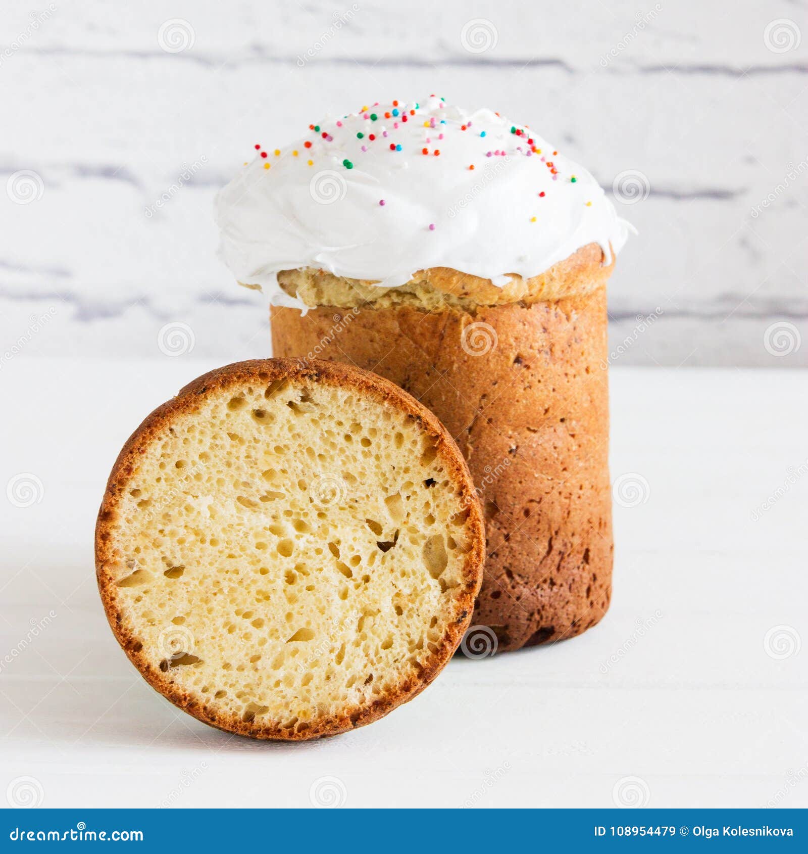 Russian Easter Bread Swiss Meringue Round Cut.. Stock Image - Image of ...