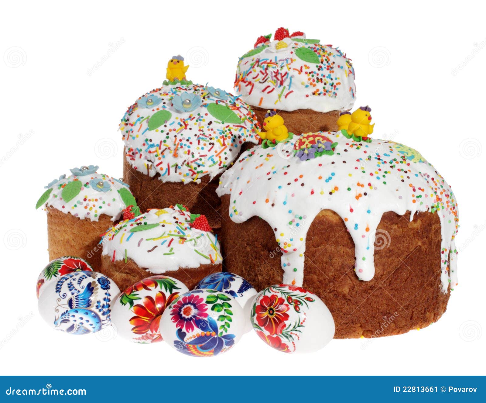 Russian Easter Cake and Colourful Easter Eggs Stock Image - Image of ...