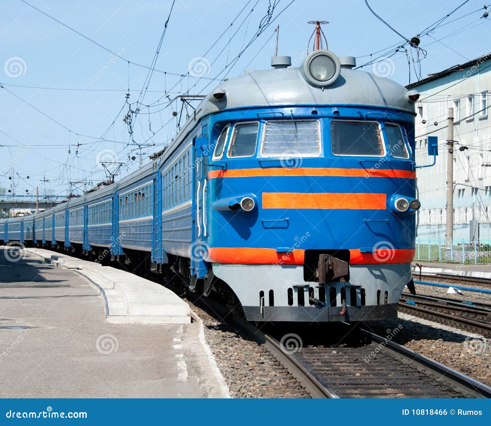 Russian Electric Train at Station Stock Photo - Image of pantograph ...