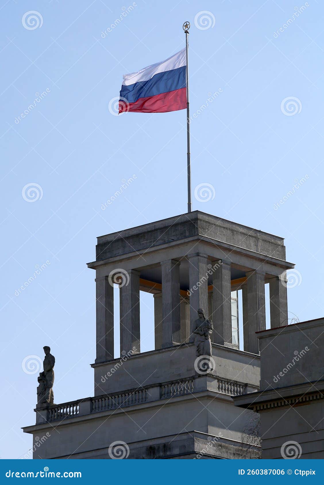 The Russian Embassy with Russian Flag in Berlin, Germany. Editorial ...