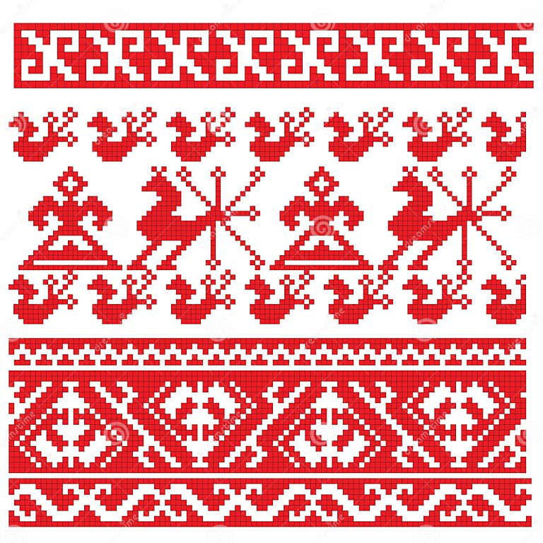 Russian Embroidery Folk Pattern Stock Vector - Illustration of handmade ...