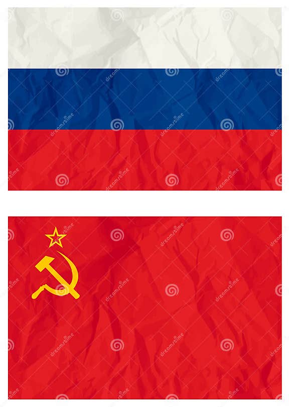 Russian Falg and Old USSR Flag Stock Vector - Illustration of republik ...