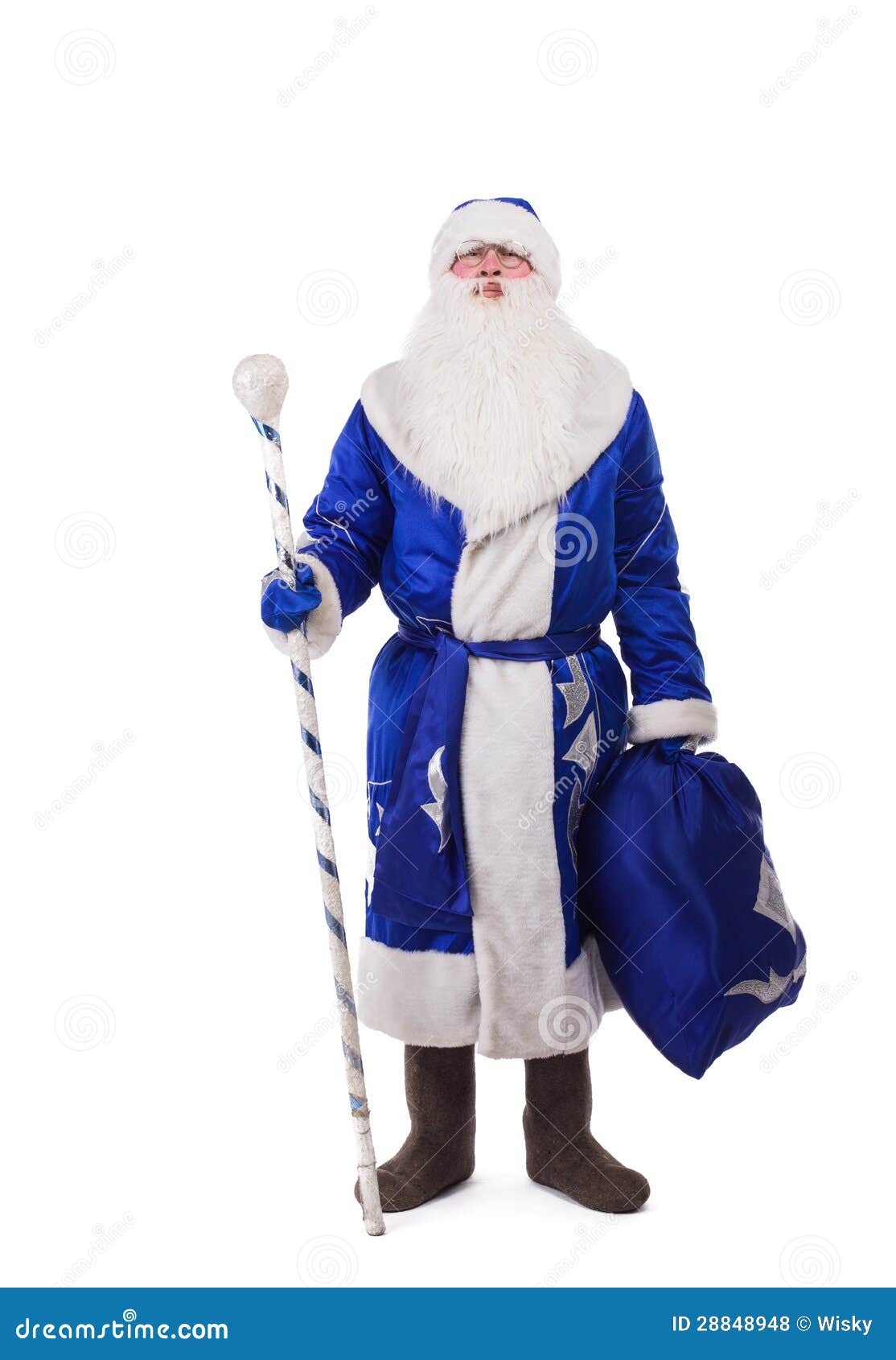 Russian Father Christmas in Blue Costume Stock Photo - Image of ...