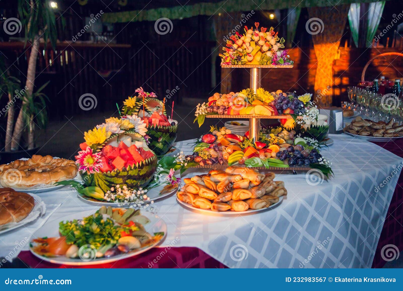Russian Feast. Table Set with Russian Snacks: Pies with Stuffing ...