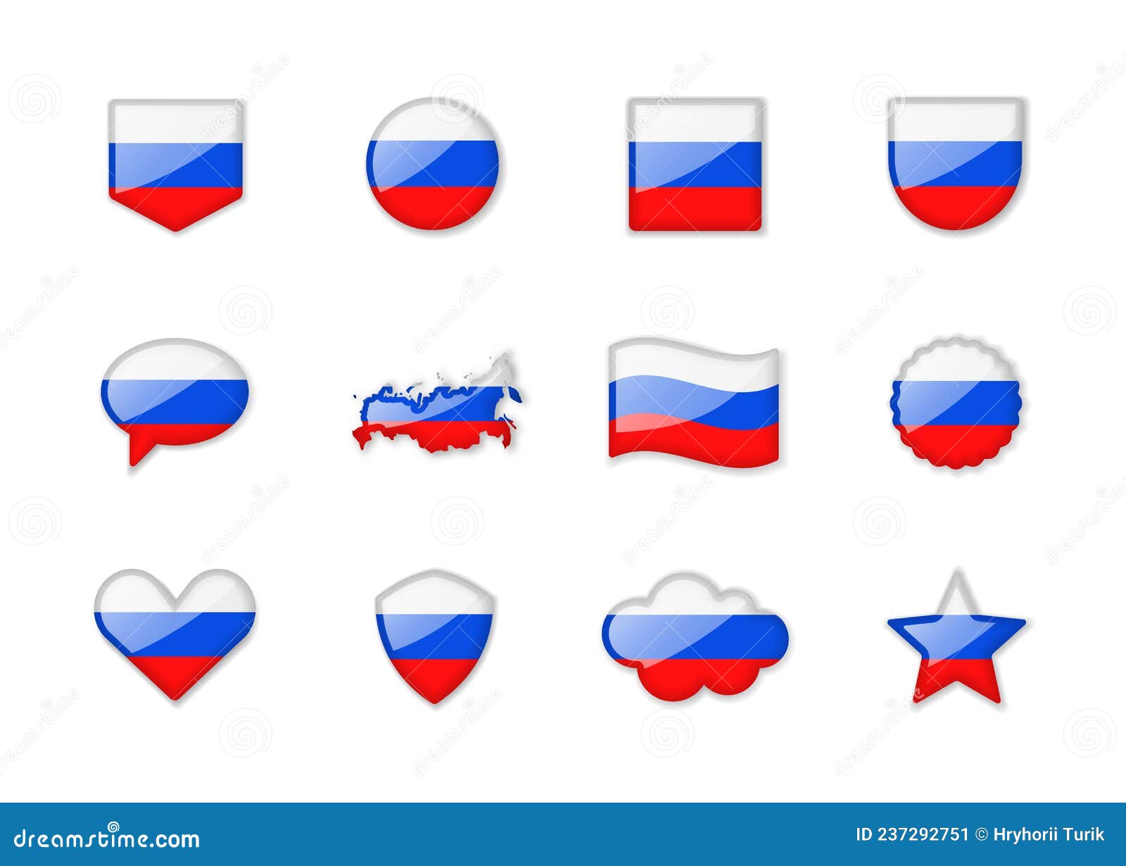 Russian Federation - Set of Shiny Flags of Different Shapes. Stock ...