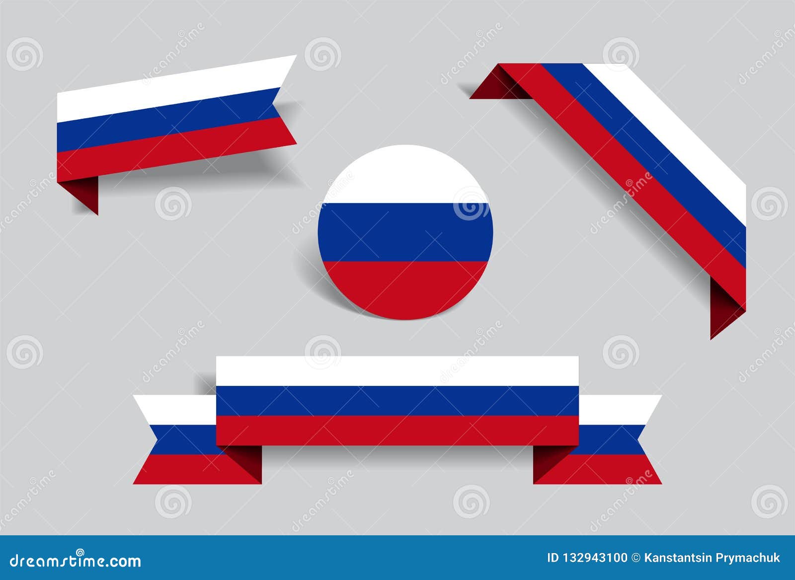Russian Flag Stickers and Labels. Vector Illustration. Stock Vector ...