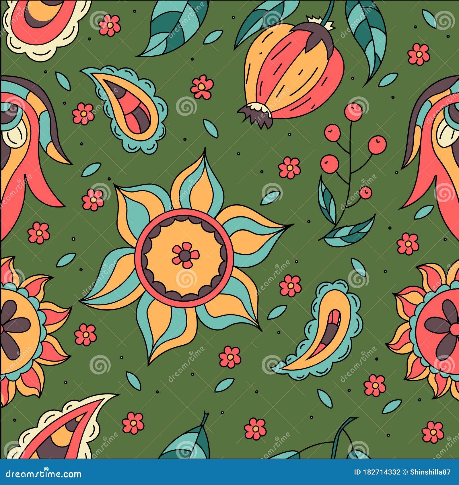 Russian Folk Traditional Floral Ornament. Background Seamless Pattern ...