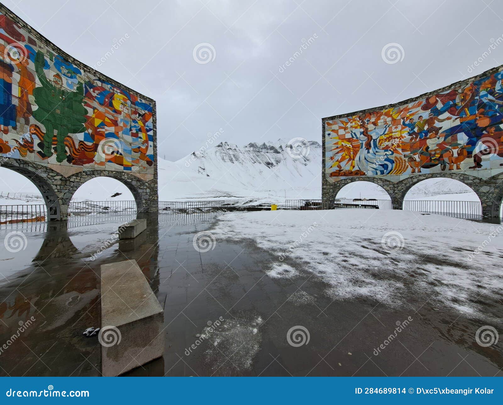 Russian an Georgian Friendship Monument at Pass Stock Photo - Image of ...