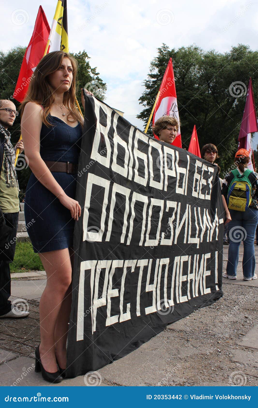 Russian girl on a rally editorial photography. Image of movement - 20353442