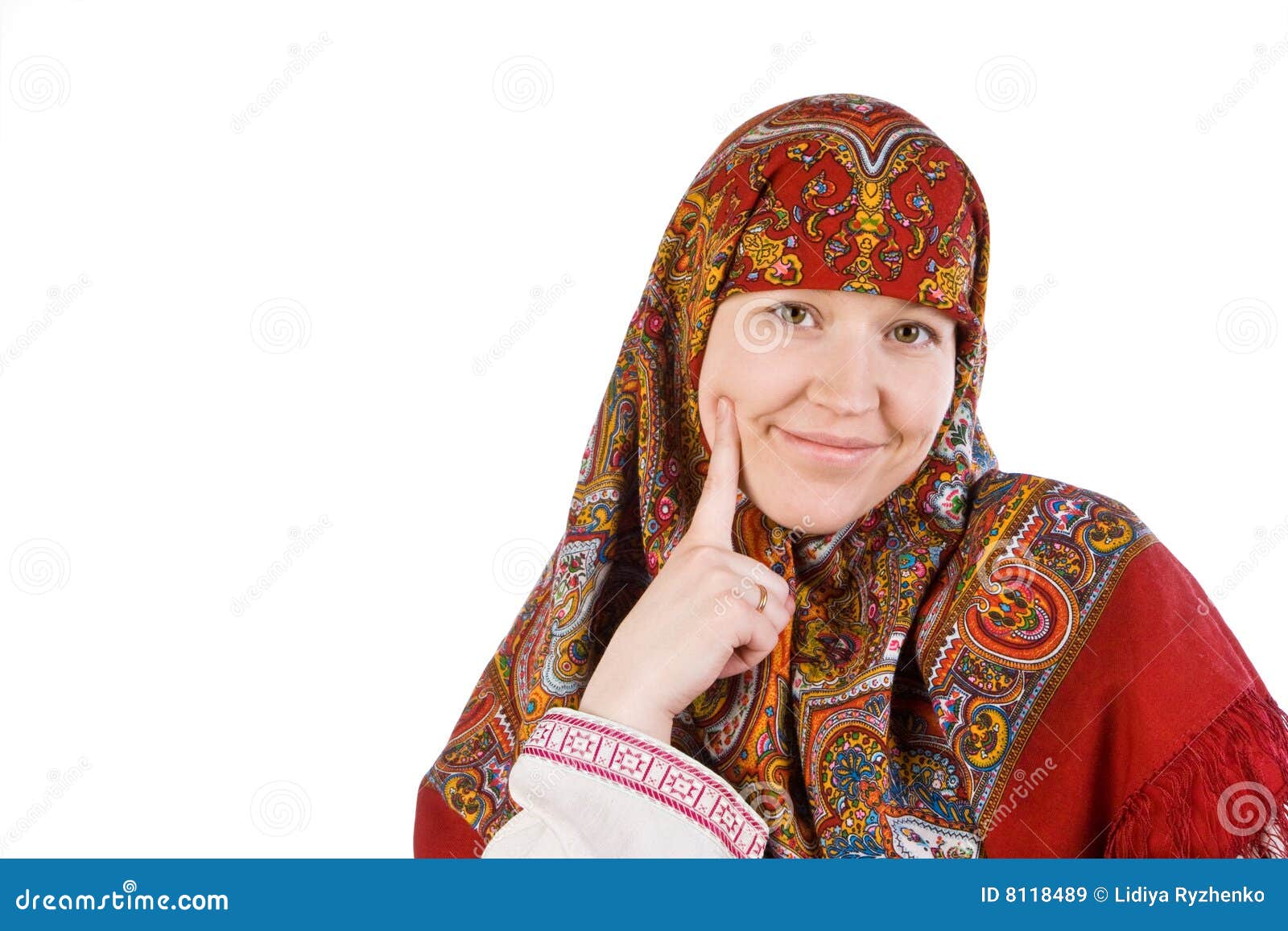 The Russian Girl in a Scarf Smiles Stock Image - Image of traditional ...