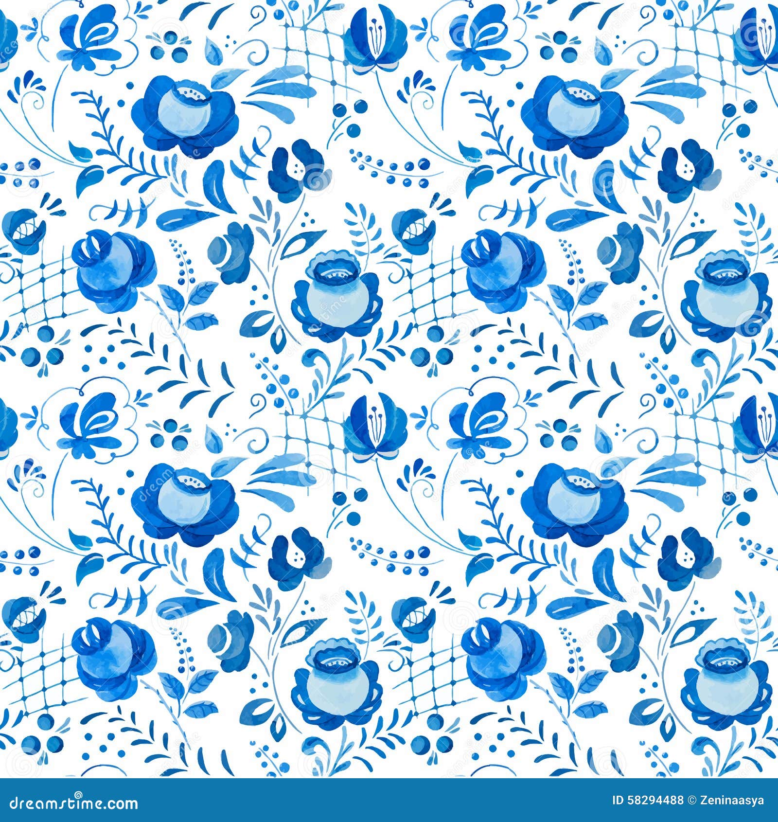 Russian gzhel pattern stock vector. Illustration of card - 58294488