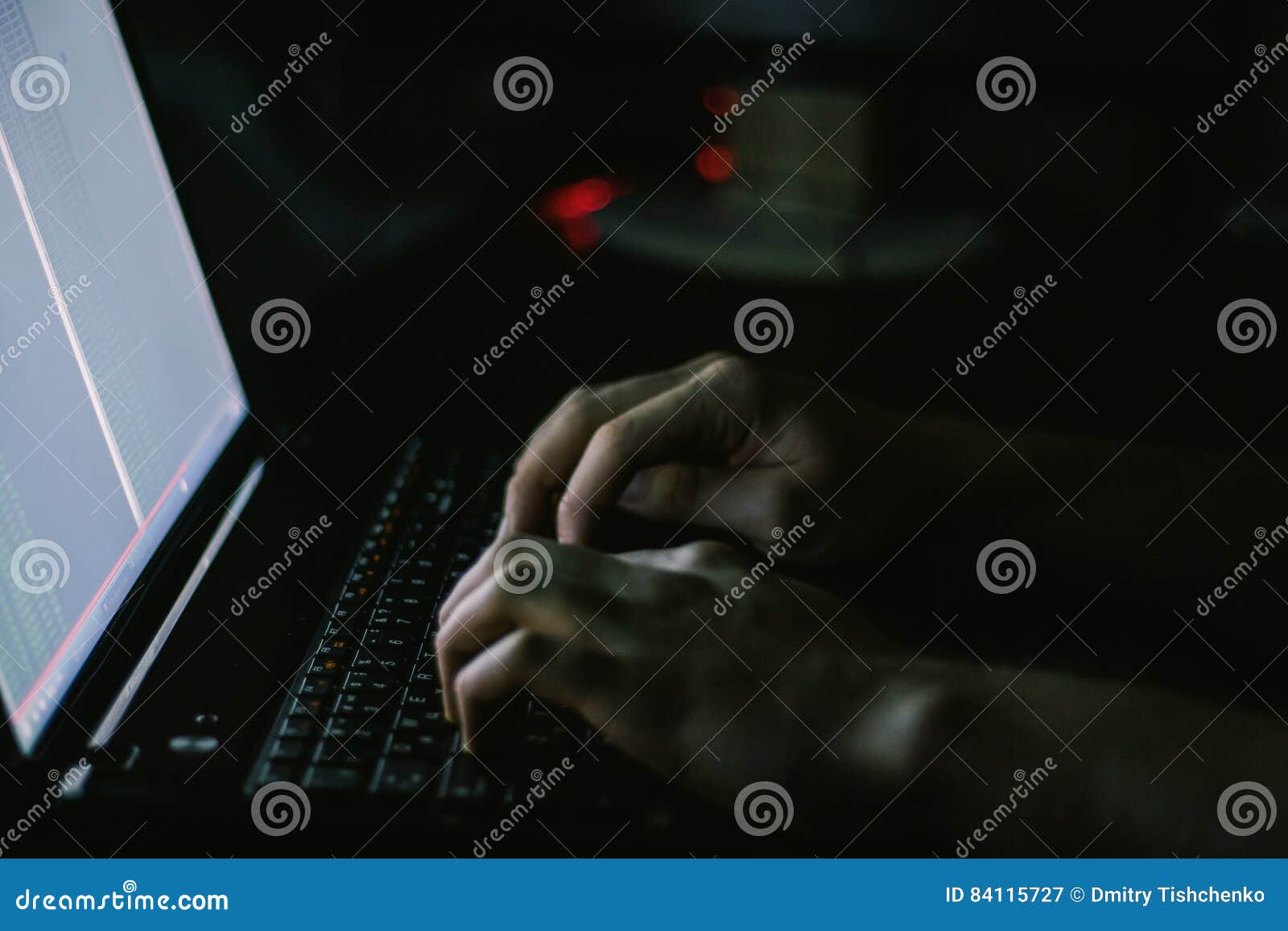 Russian Hacker Hacking the Server in the Dark Stock Image - Image of ...