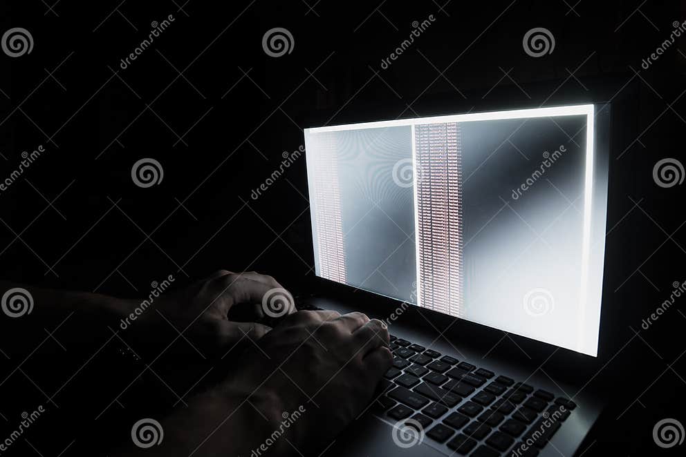 Russian Hacker Hacking The Server In The Dark Web Deep Web Stock Image 7099