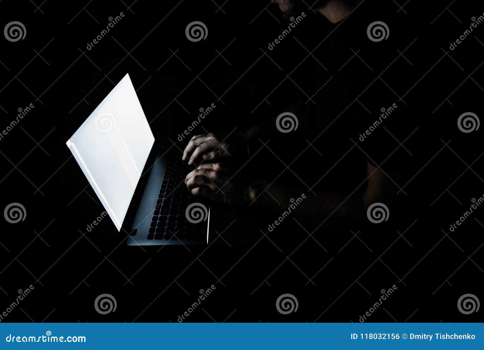 Russian Hacker Hacking the Server in the Dark Web, Deep Web Stock Photo ...