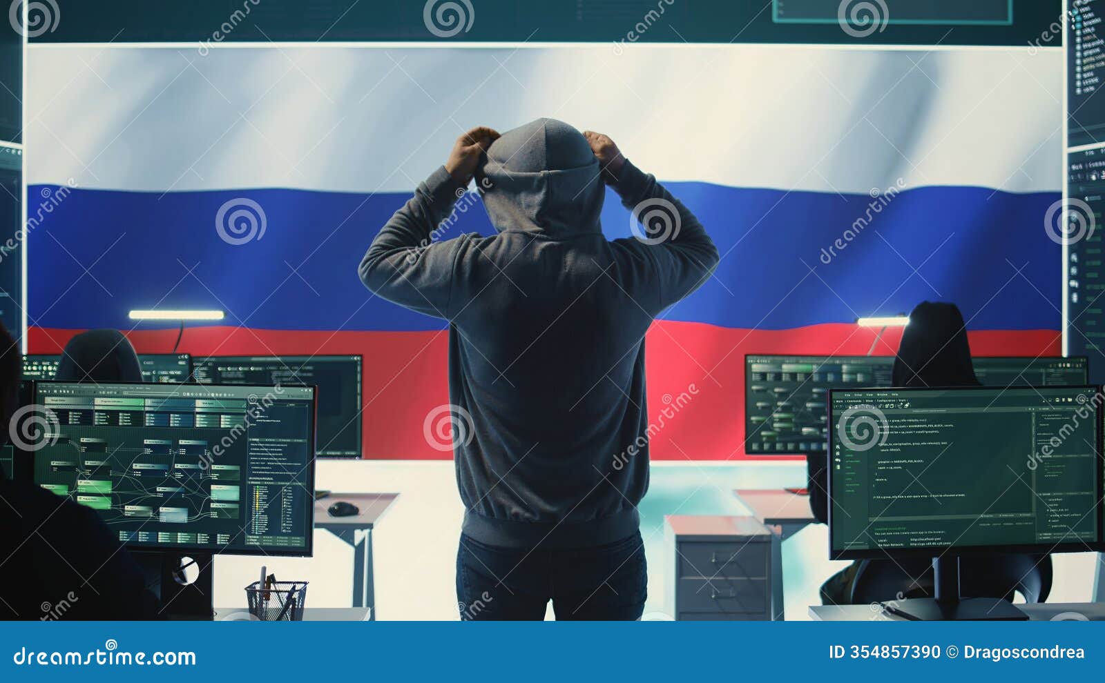 Russian Hacker with a Hood Installing Panic by Misconception and ...
