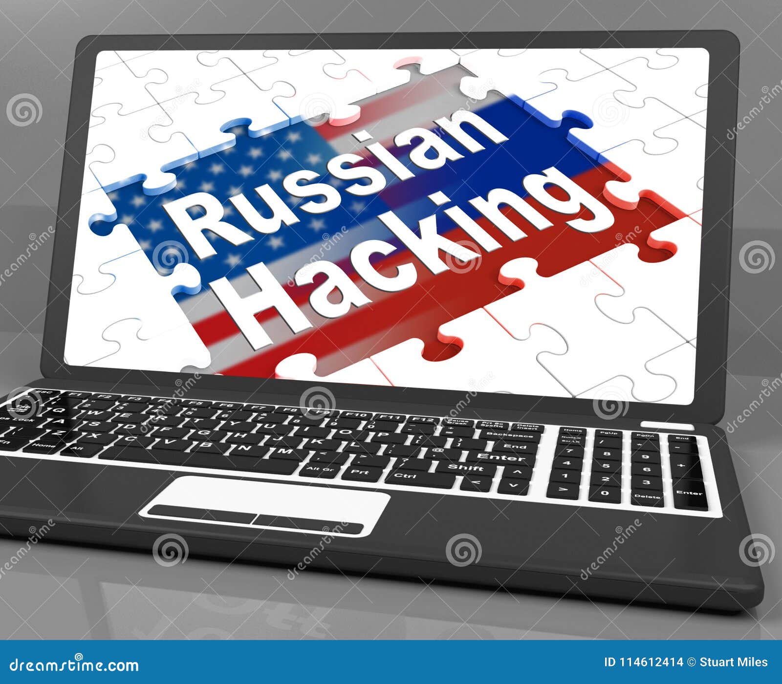 Russian Hacking Message on Laptop 3d Illustration Stock Illustration ...