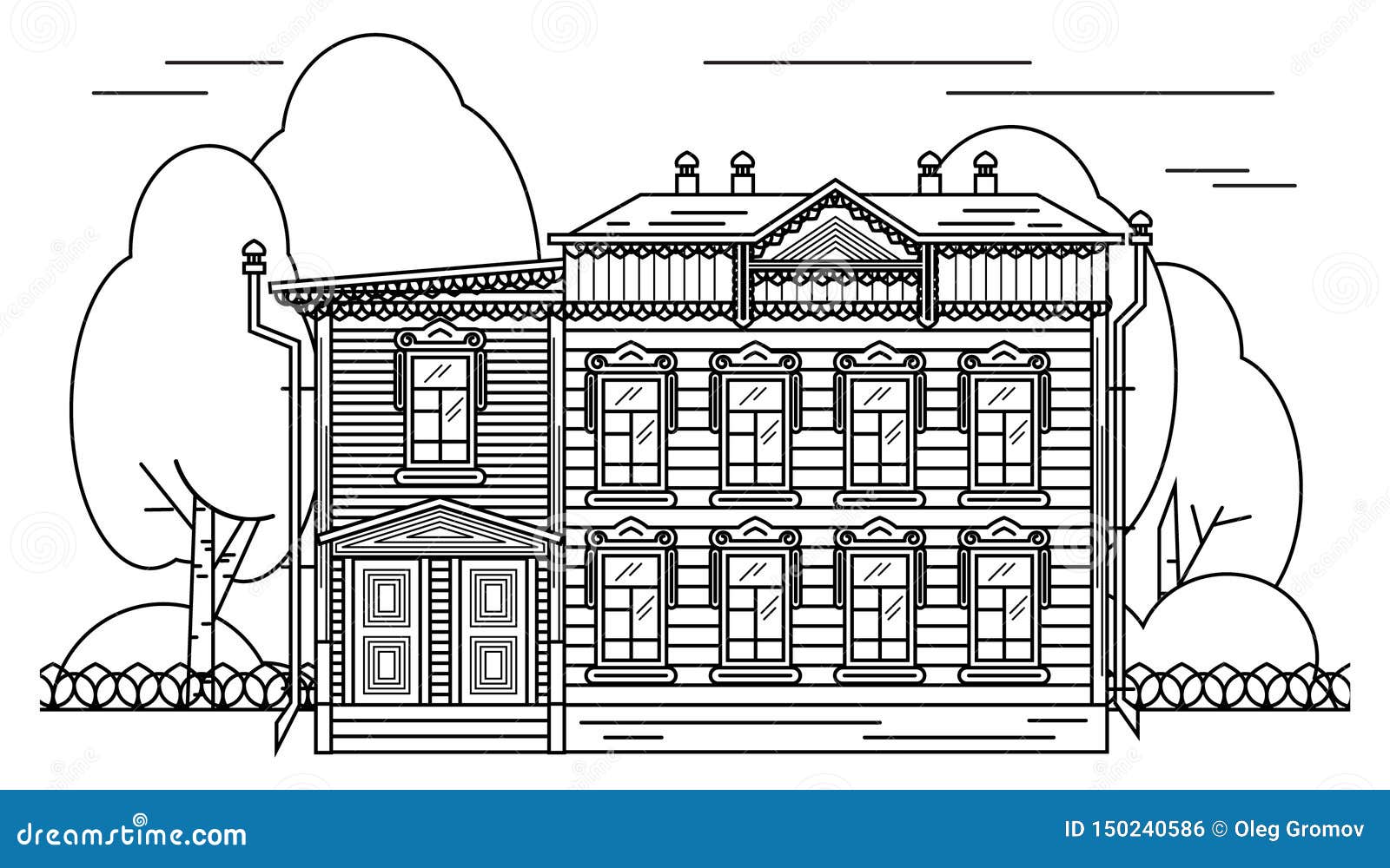 Russian House Decor Elements Stock Vector - Illustration of porch ...