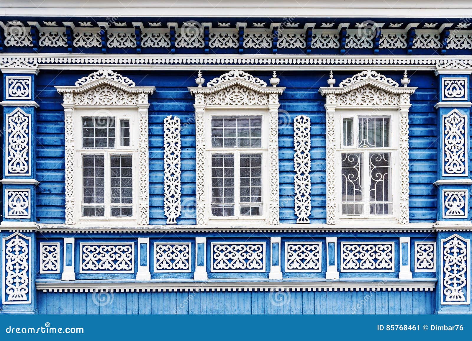 Russian House Facade with Frames Stock Image - Image of cabin, color ...