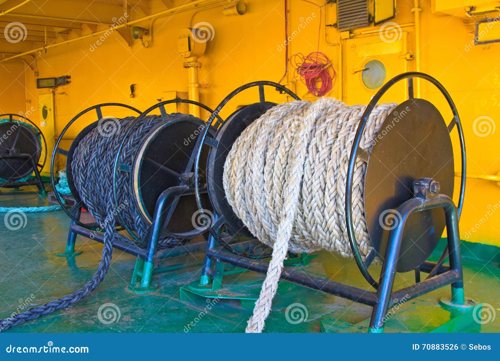 Russian Icebreaker. Details Deck Of The Ship. Ropes On Large Spools ...