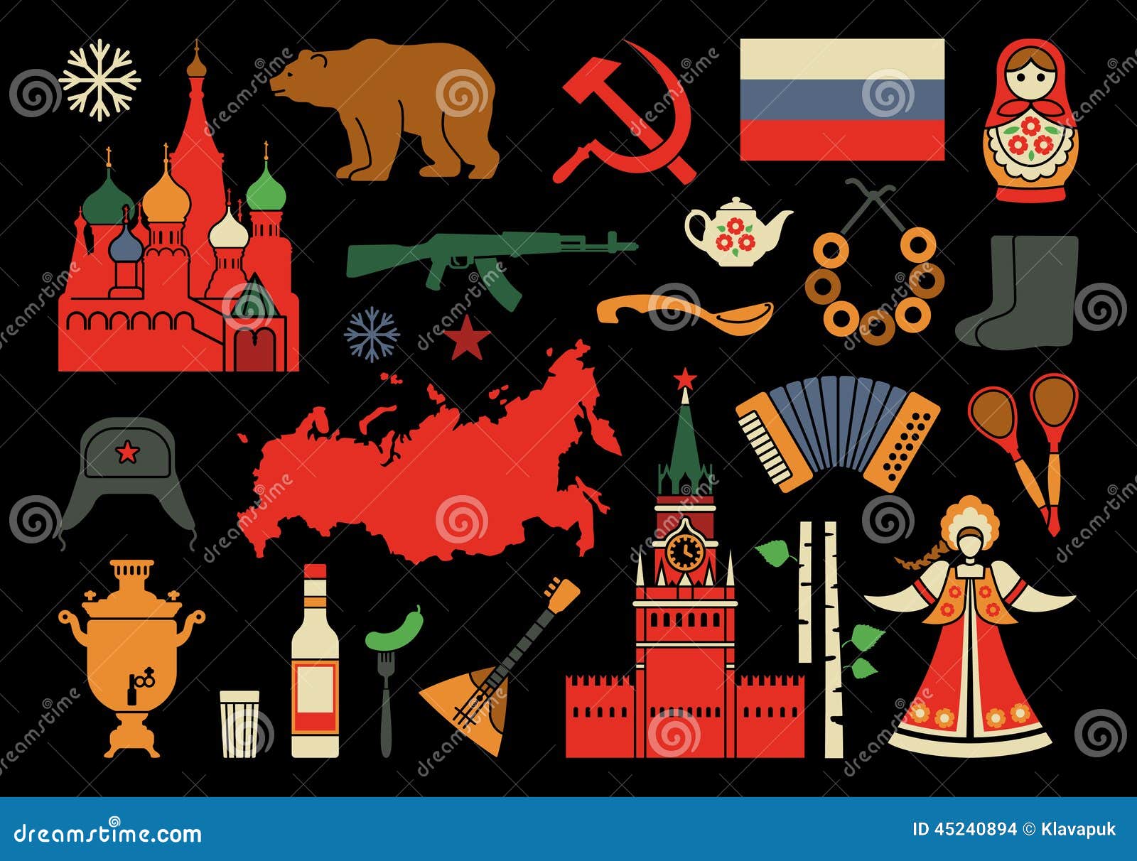 Russian icons stock vector. Illustration of balalaika - 45240894