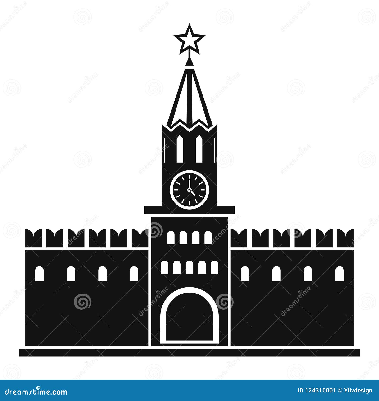 Russian Kremlin Icon, Simple Style Stock Illustration - Illustration of ...