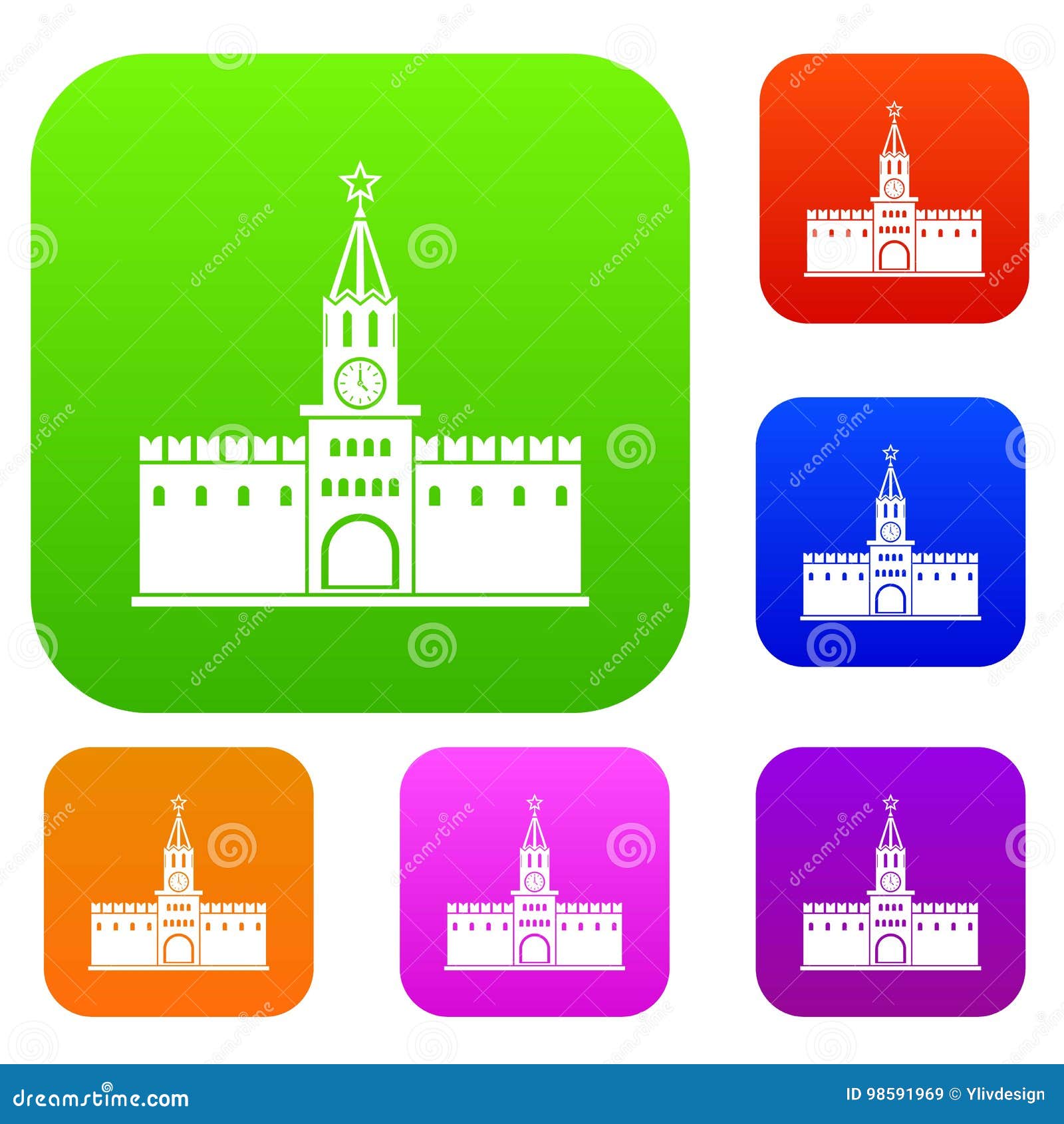 Russian Kremlin Set Collection Stock Vector - Illustration of icon ...