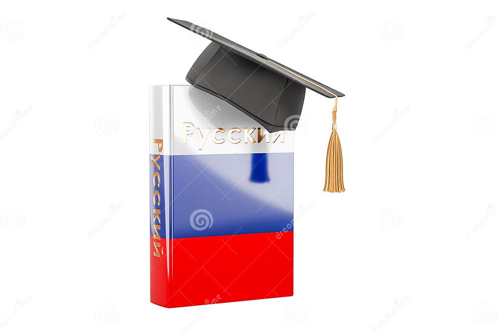 Russian Language Textbook with Graduation Cap. Learn Russian Language ...