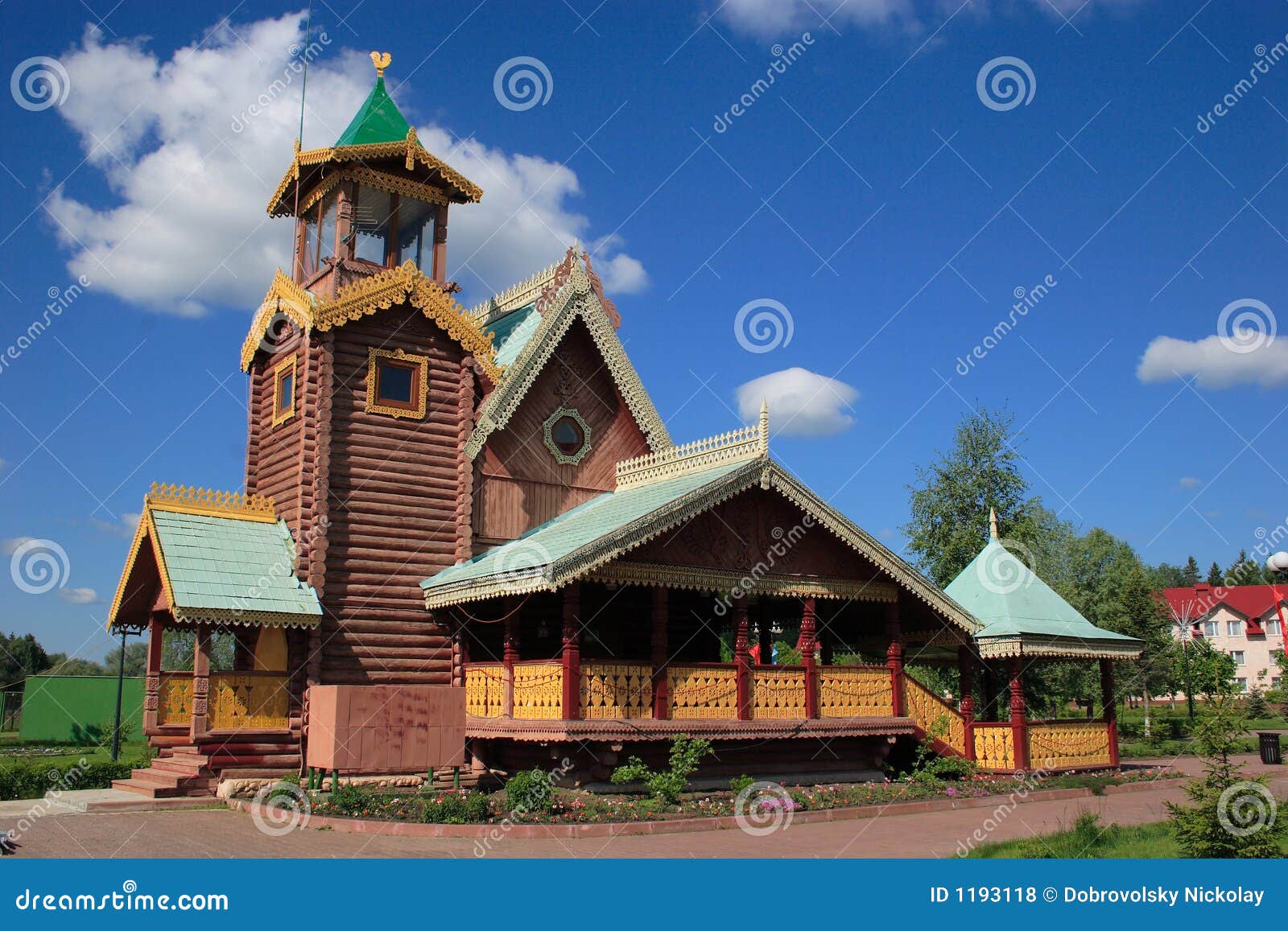 Russian log hut. stock photo. Image of clouds, summer - 1193118