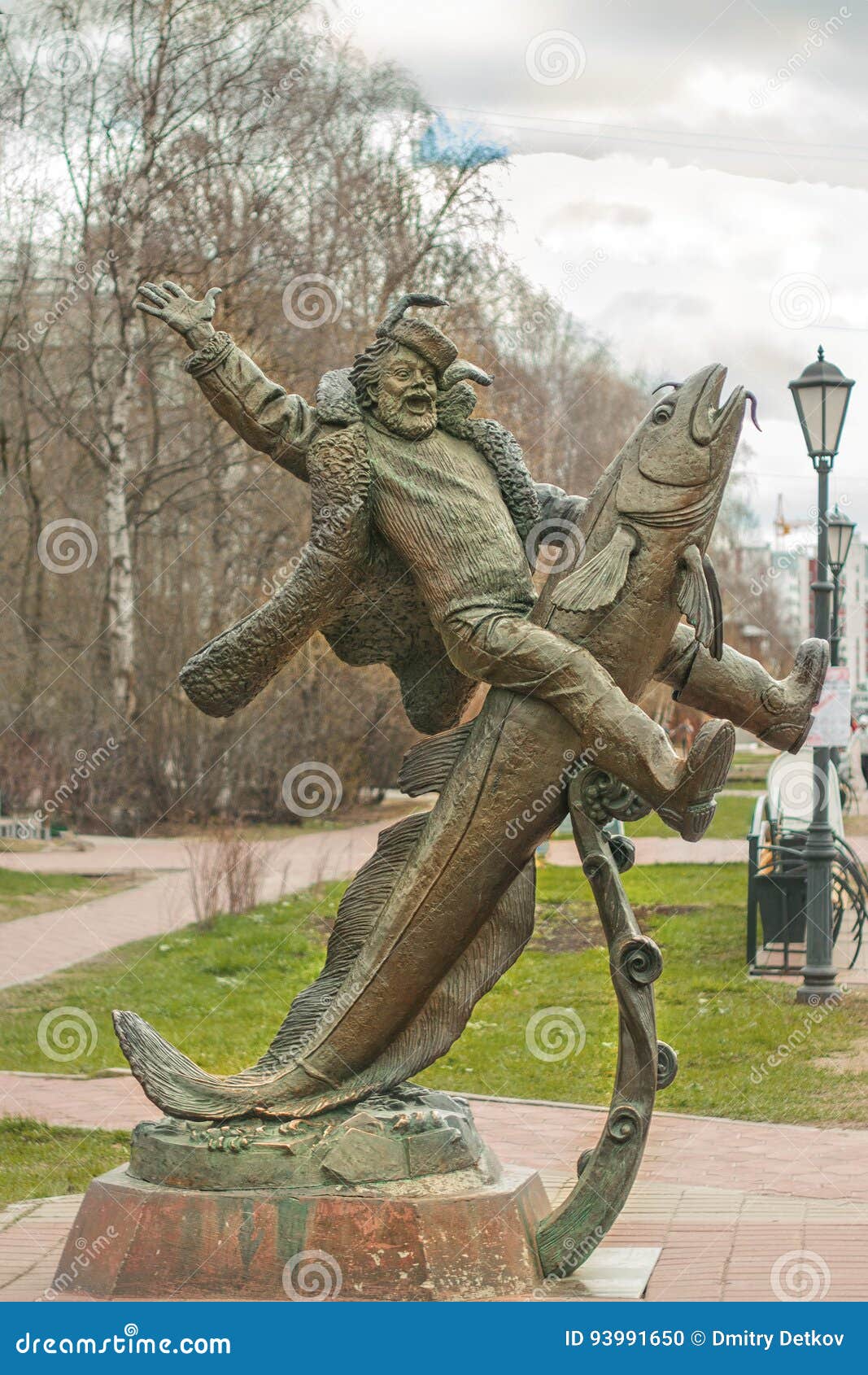 Russian man riding fish editorial image. Image of symbol - 93991650