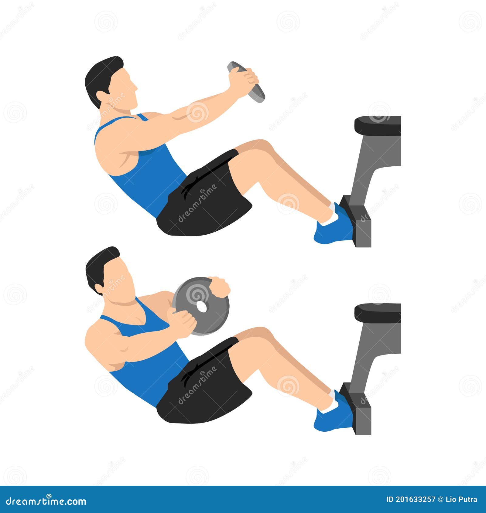 Russian Mason V-sits Twists Exercise. Flat Vector Illustration Stock ...