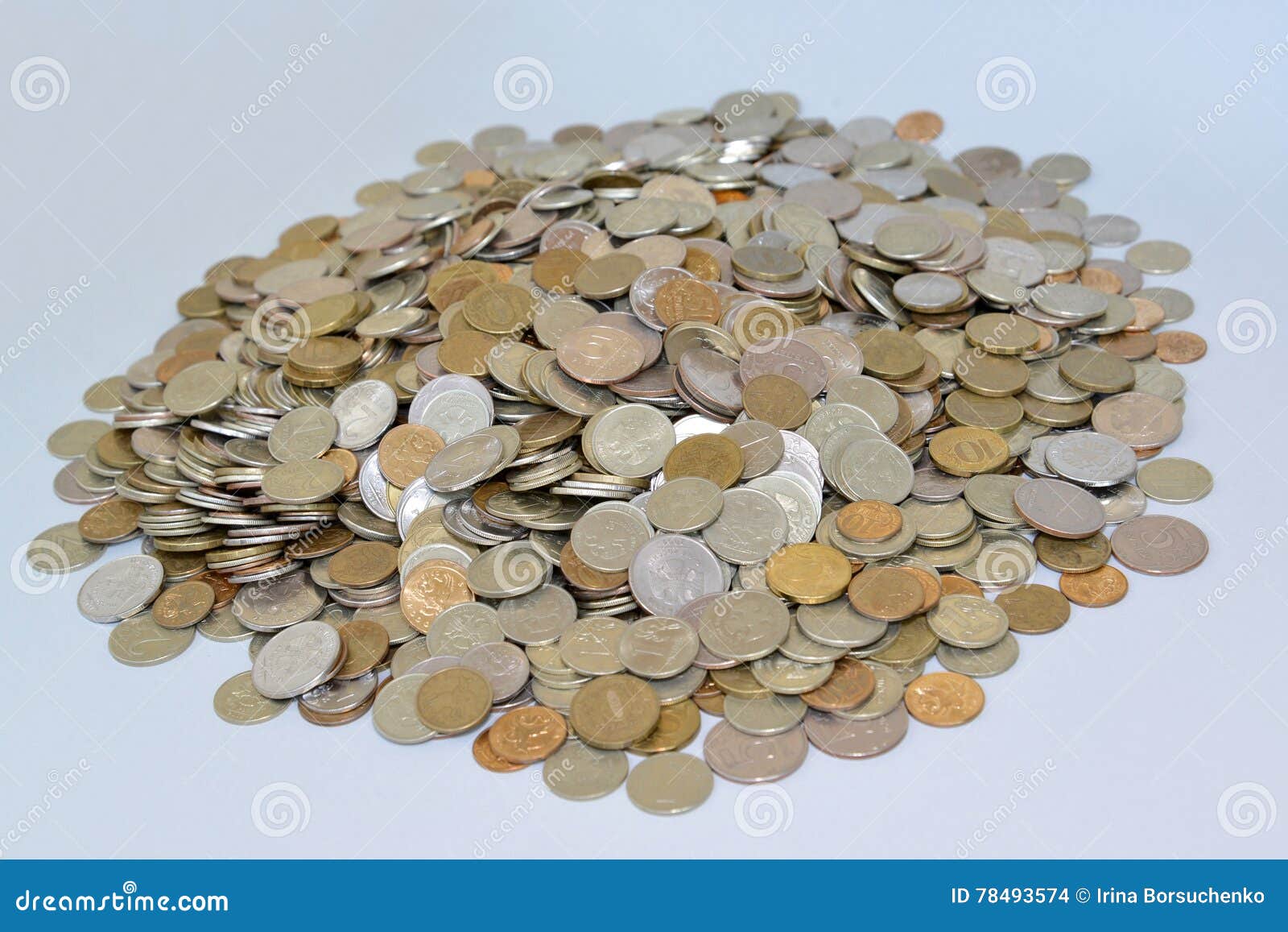 The Russian Metallic Currency on a Light Background. Lot of Money Stock ...