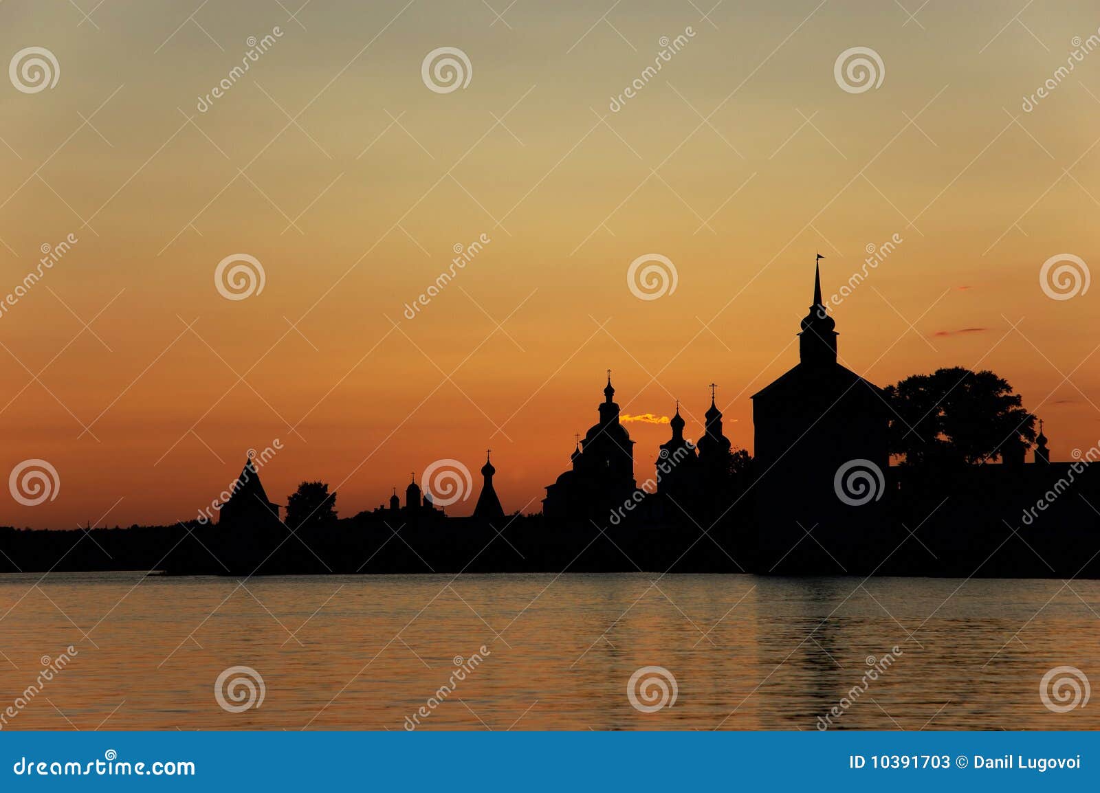Russian Monastery at Sunset. Stock Image - Image of monastic, contour ...