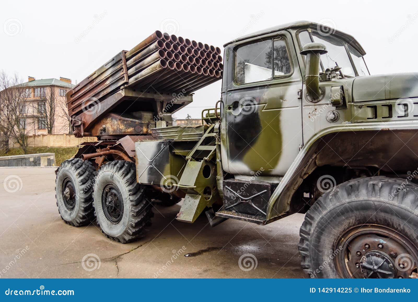 Russian Multiple Rocket Launcher Mounted On A Soviet Military Truck ...