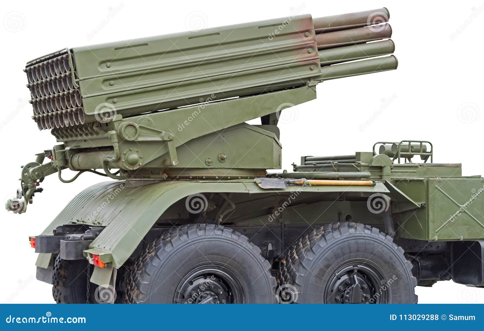 Russian Multiple Rocket Launcher Mounted On A Soviet Military Truck ...