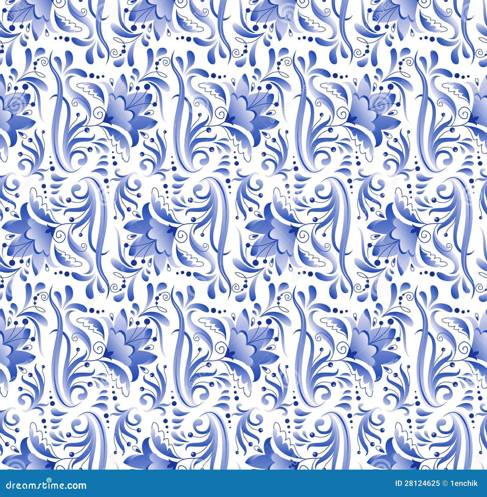 Russian National Blue Floral Pattern Stock Vector - Illustration of ...